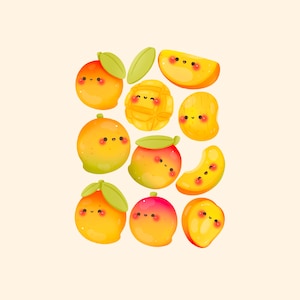 Cute Kawaii Printable Mangoes Clipart / Commercial Use/ PNG - Etsy