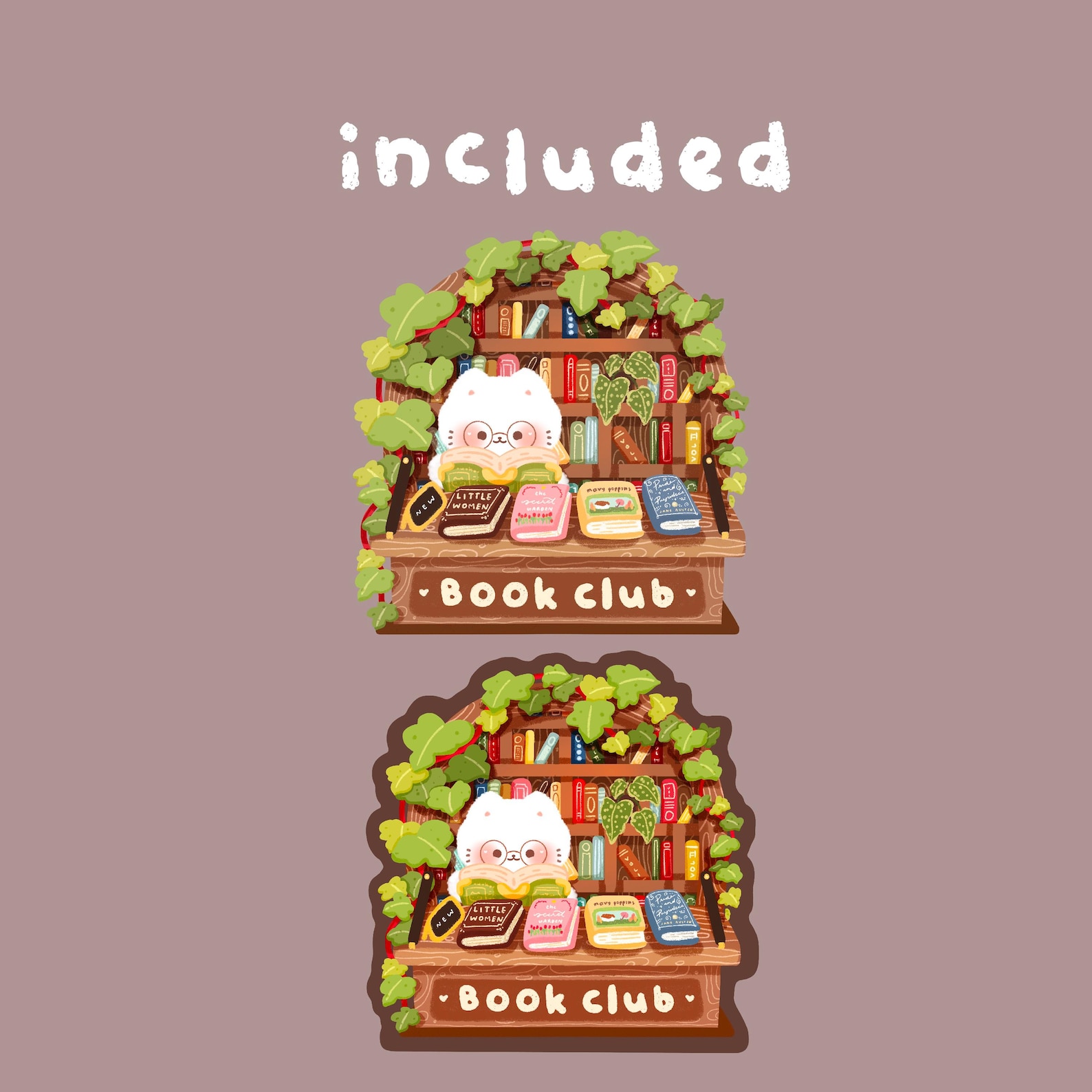 Cute Kawaii Printable Book Club Library Clipart / Commercial Use/ PNG ...