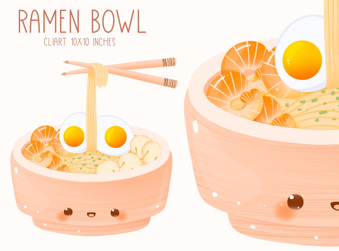 Cute Kawaii Printable Korean Ramen Bowl Clipart / Commercial Use/ PNG ...