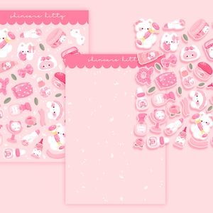 Cute Printable Sticker Sheet Skin Care Kitten Sticker Sheet ...