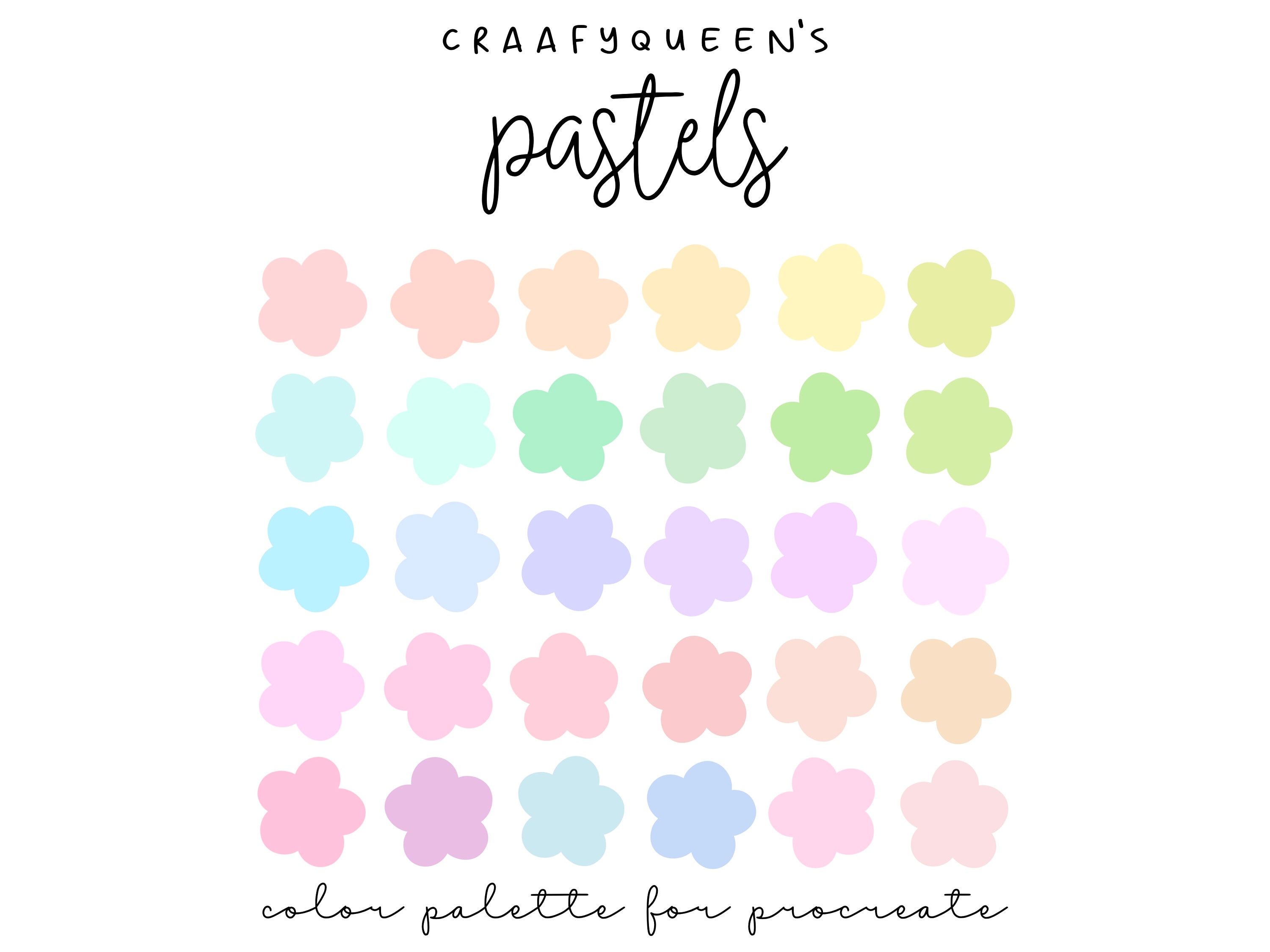 Craaftyqueen's Pastel Procreate Color Palette, Procreate Swatches, iPad ...