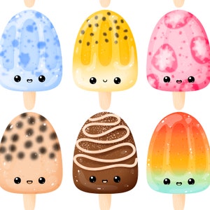 Cute Kawaii Printable Popsicles Food Clipart / Commercial Use/ PNG - Etsy