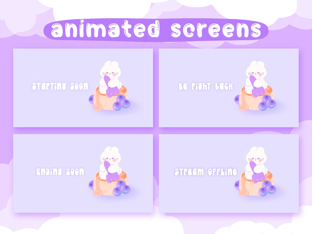 Cute Kawaii Blueberry Bunny Animated Overlay Twitch Discord - Etsy