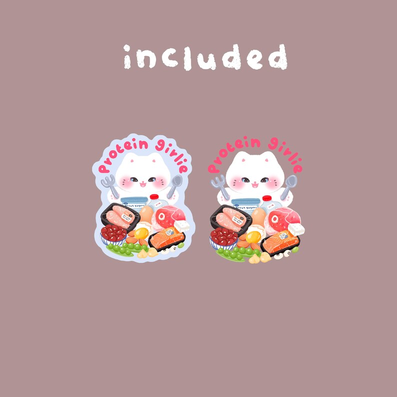 Cute Kawaii Printable Protein Girlie Sticker Clipart / Commercial Use ...
