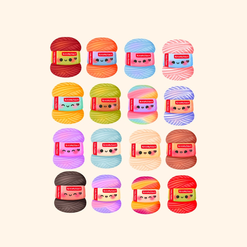 Cute Kawaii Printable Crochet Knitting Yarn Clipart / Commercial Use ...