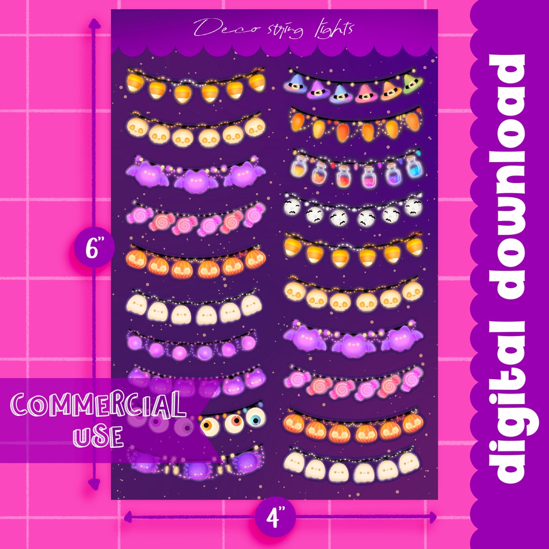 Cute Printable Sticker Sheet String Lights Halloween Deco Sticker Sheet ...