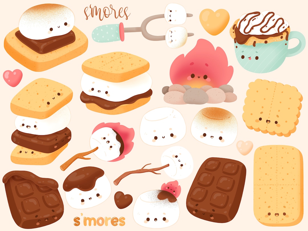 Cute Kawaii Printable Marshmallow S'mores Clipart / Commercial Use/ PNG ...