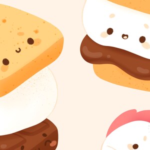 Cute Kawaii Printable Marshmallow S'mores Clipart / Commercial Use/ PNG ...