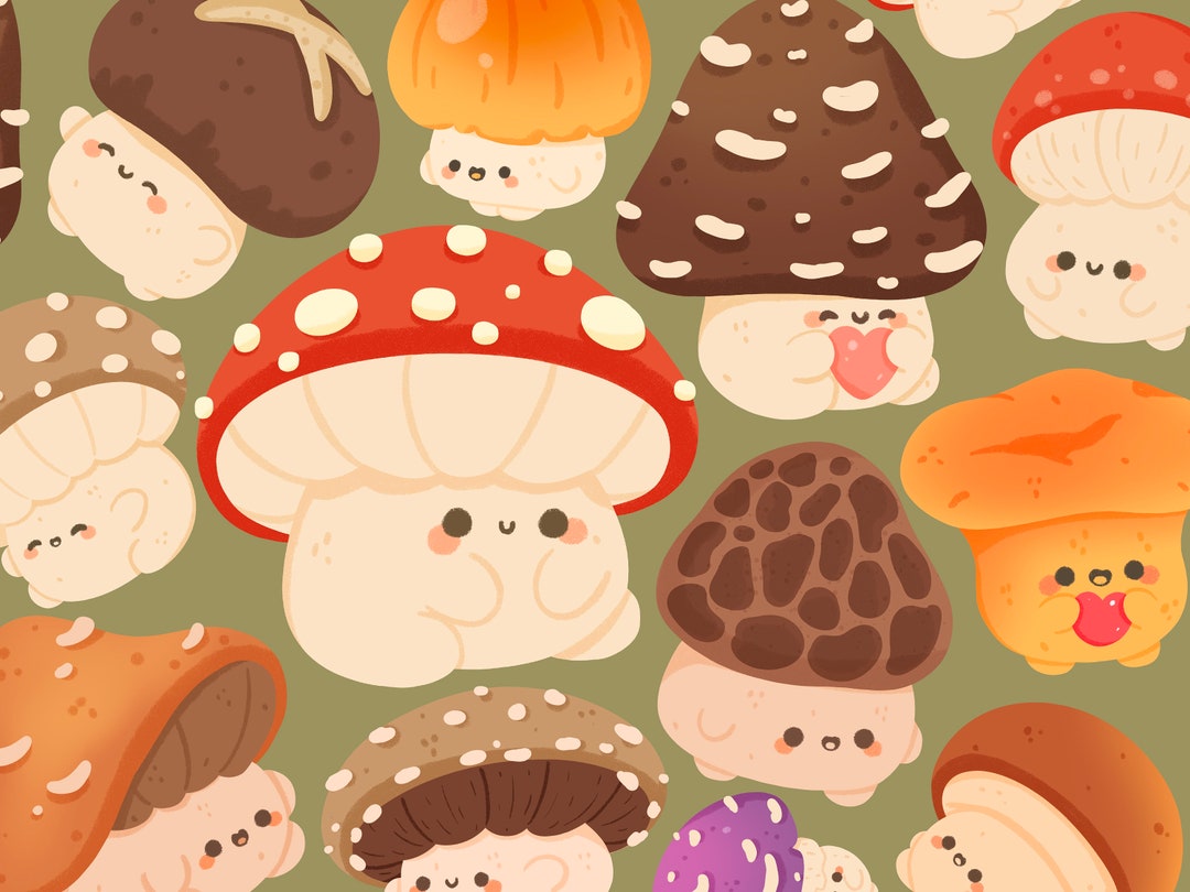 Cute Kawaii Printable Woodland Mushroom Pals Clipart / Commercial Use ...