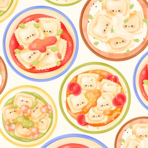 Cute Kawaii Printable Chocolate Animal Ravioli Plates Clipart ...