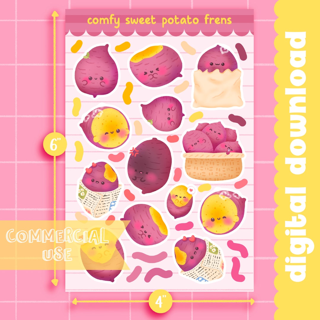 Cute Printable Sticker Sheet Sweet Potato Frens / Commercial Use/ PNG ...