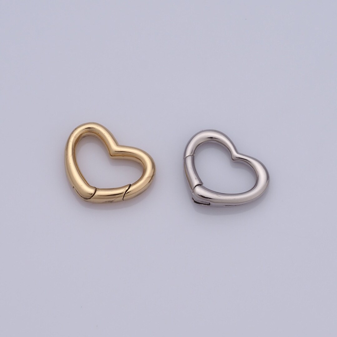 Silver Heart Clasp, 18K Gold Filled Clasp, DIY Jewelry Making Findings ...