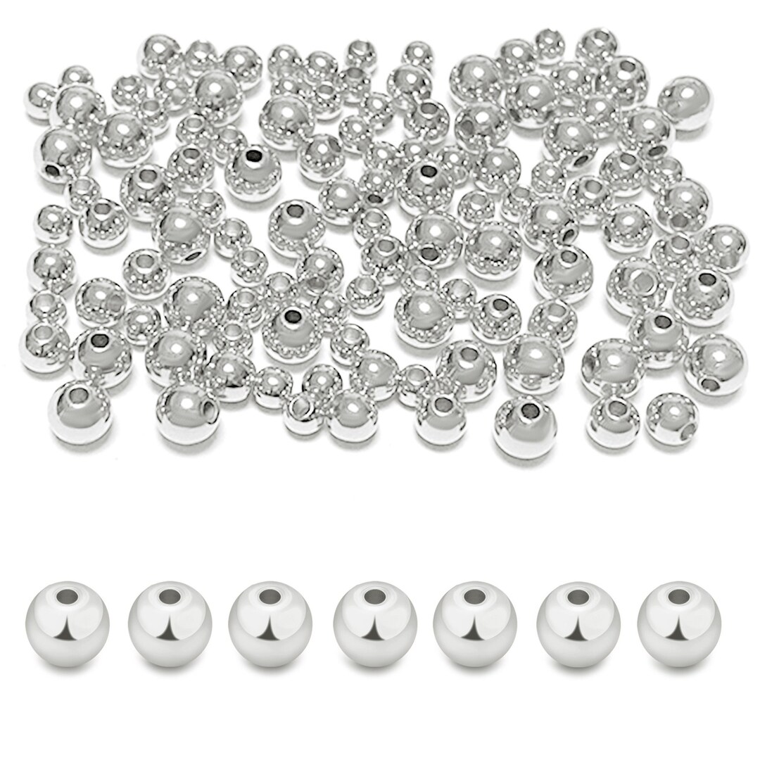 925 Sterling Silver Seamless Beads,sterling Silver Smooth Round Beads ...