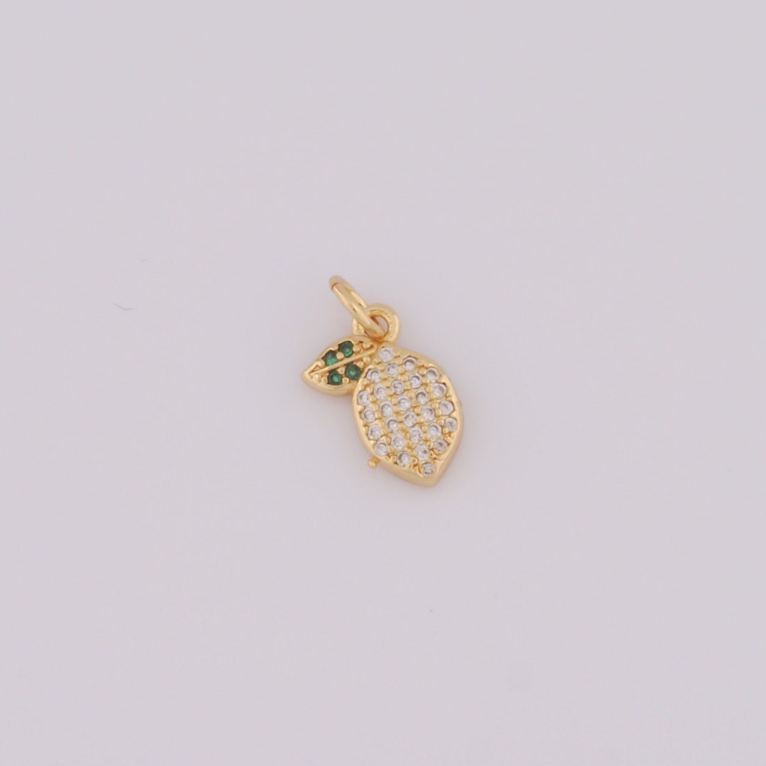 Gold CZ Lemon Pendant, 18K Gold Filled Lemon Charms,lemon Charms DIY ...