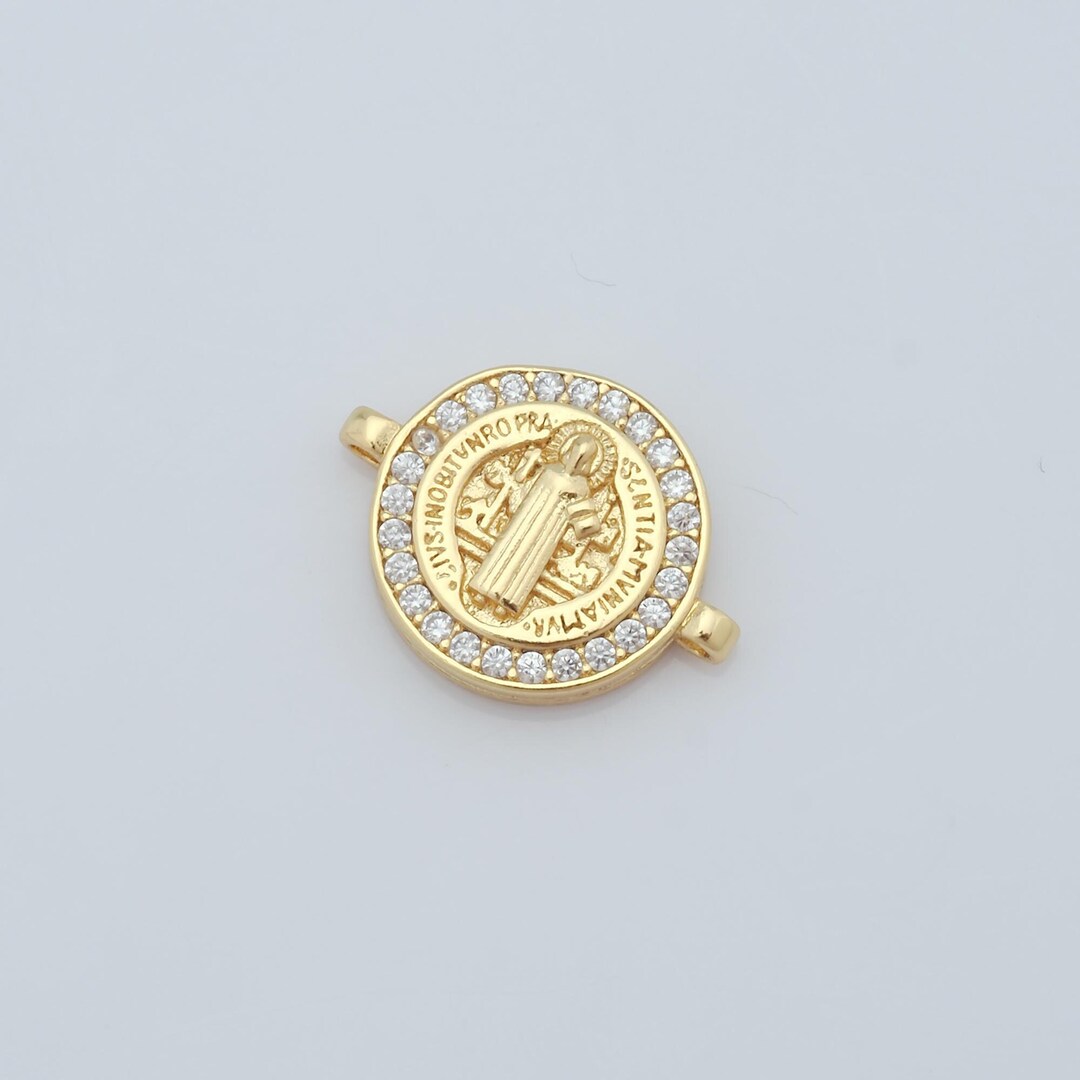 Micropave Zirconia Round Connector, 18K Gold Filled Christian Connector ...