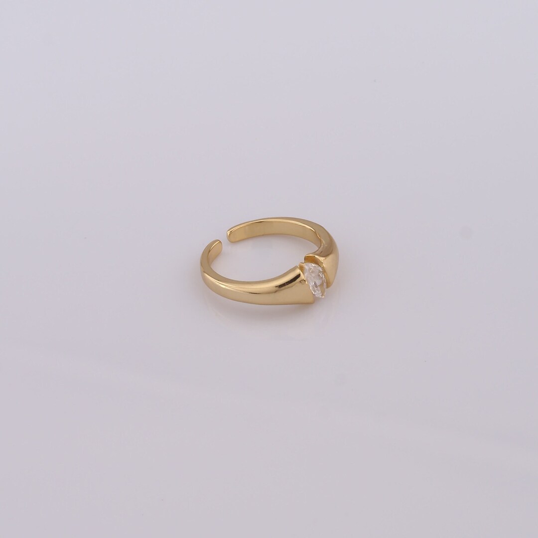 Zirconia Open End Ring, 18K Gold Filled Fashion Ring, Dainty Ring, Gift ...