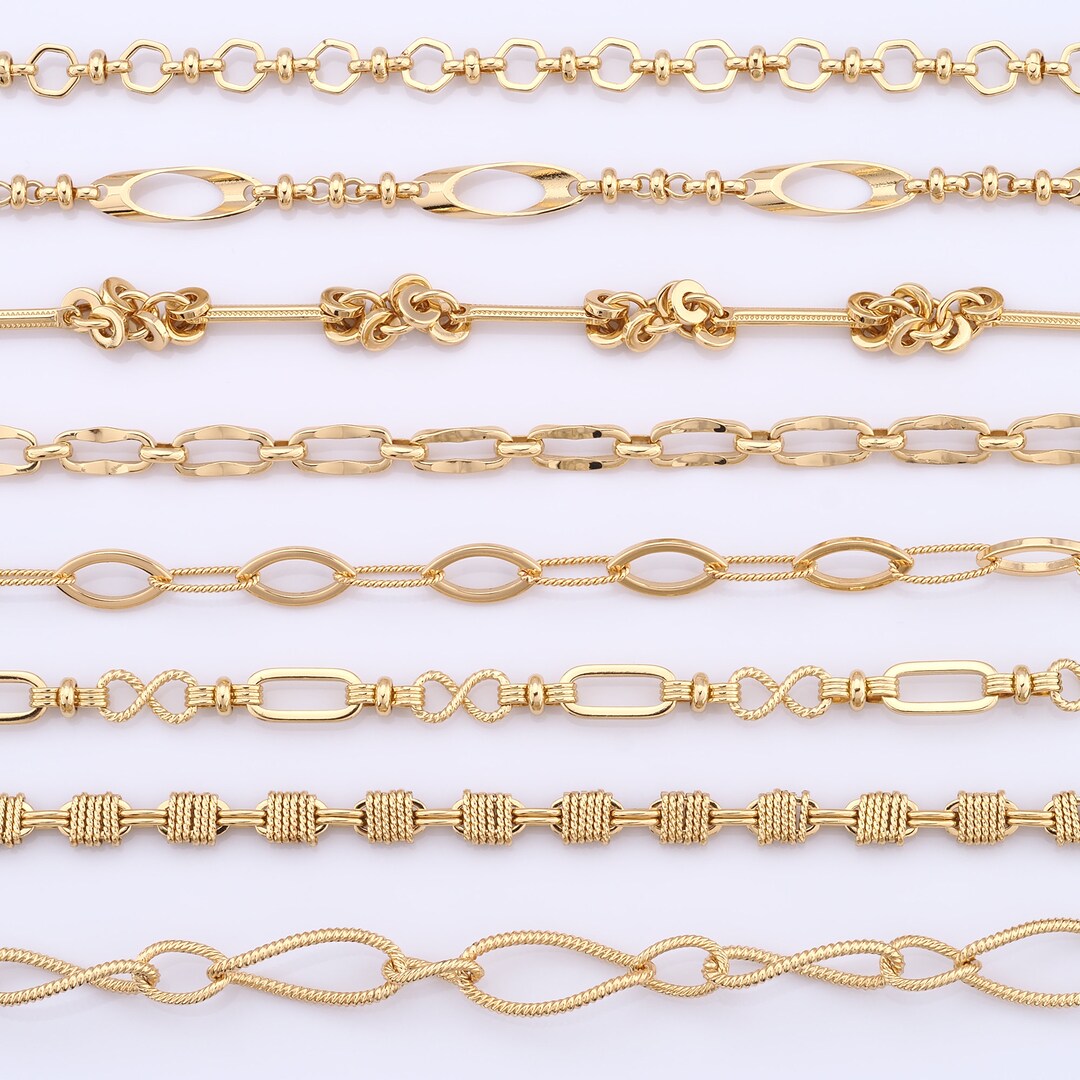 Gold Retro Chain, 18K Gold Filled Curb Chain, Rope Knot Chain, Figure ...