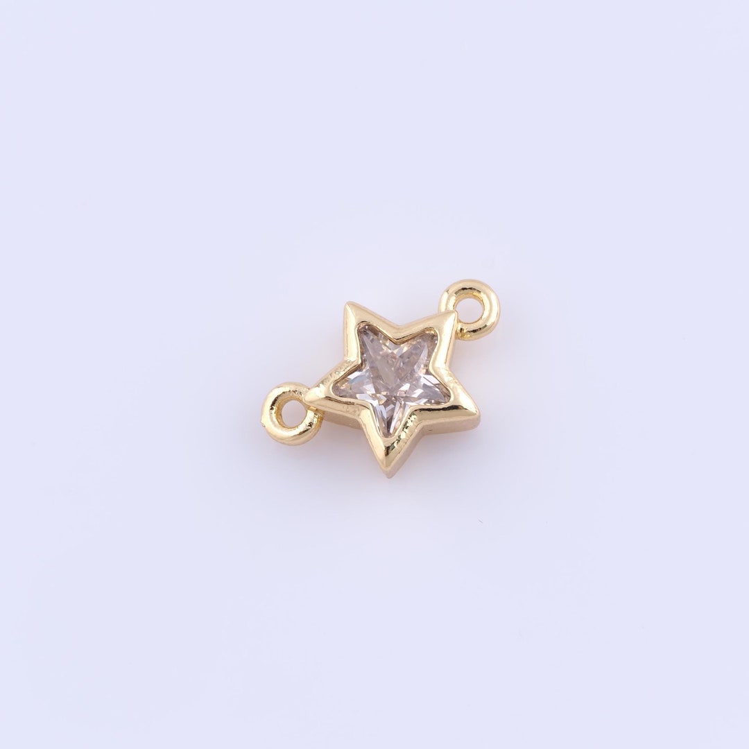 10 Pcs,zirconia Star Connectors, 18K Gold Filled Pentagram Connectors ...