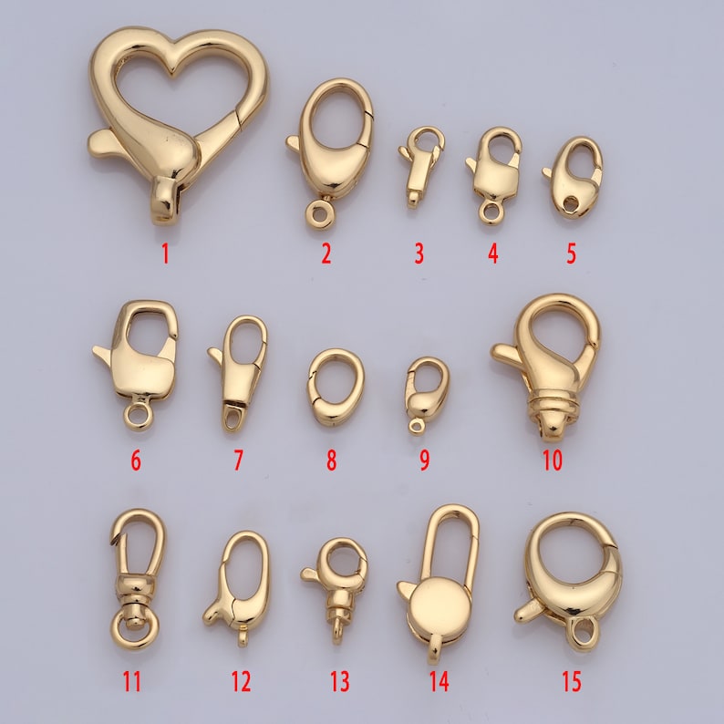 Gold Heart Clasp, Spring Clasp, 18K Gold Filled Lobster Clasp, DIY ...