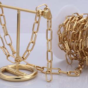 Golden Paper Clip Chains, 18K Gold Filled Oval Chains for Necklace ...