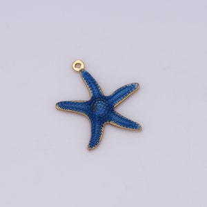 Enamel Starfish Pendant, 18K Gold Filled Ocean Charms, DIY Jewelry Making Findings，21.8x20.6x2 ...