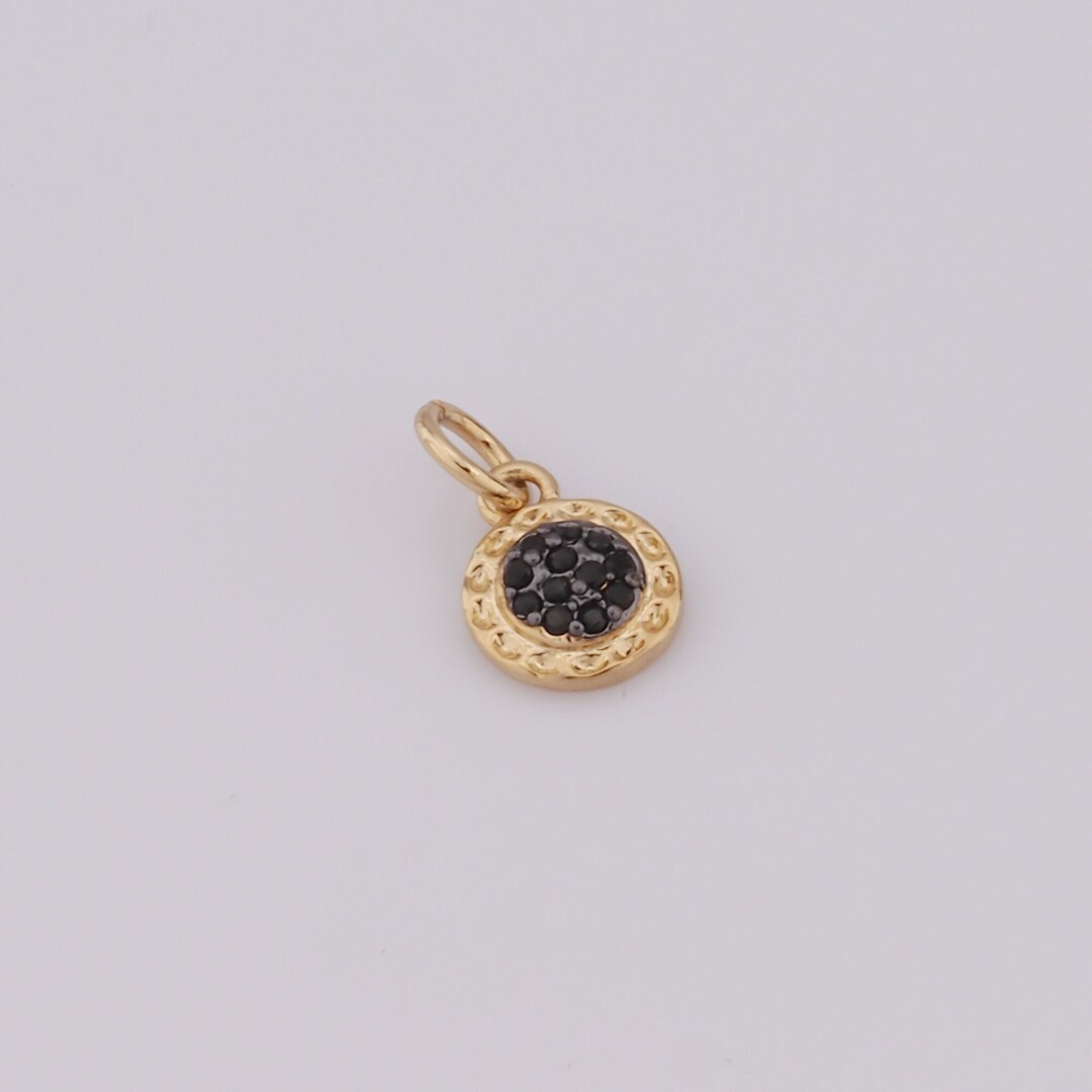 Zirconia Round Pendant, 18K Gold Filled Round Charms, Round Charms, DIY ...