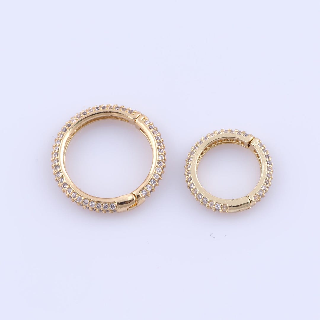 Micropave Zirconia Round Clasps, 18K Gold Filled Open End Clasps, Snap ...