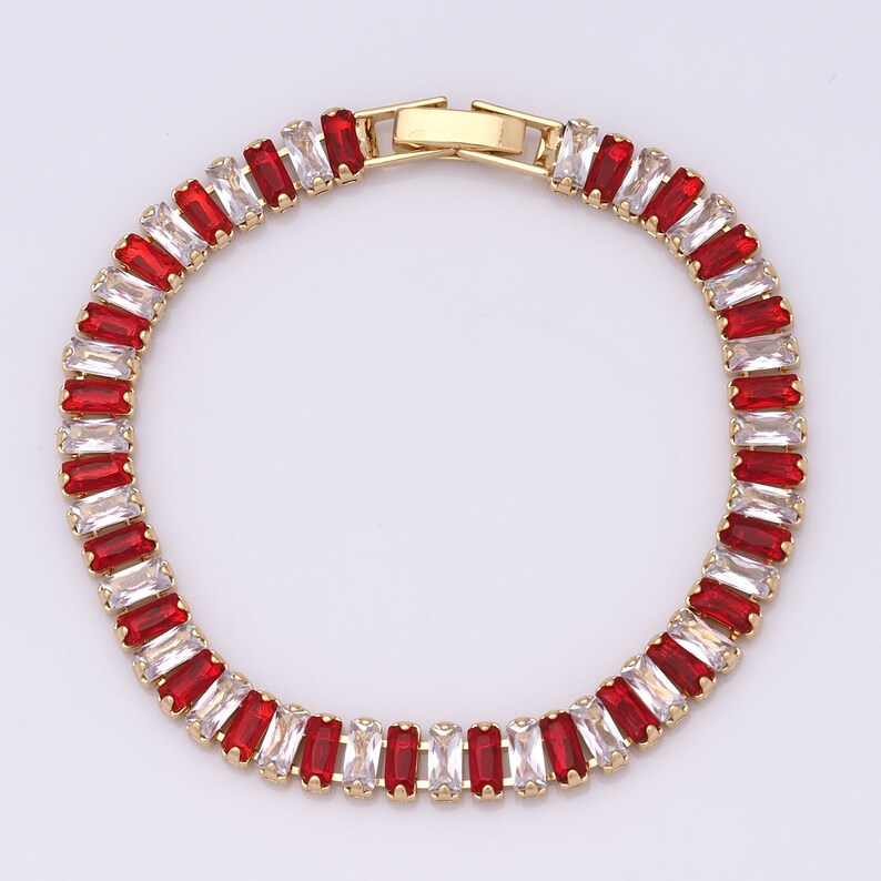 Micro Pave Zirconia Square Bracelet, 18K Gold Tennis Bracelet,filled ...