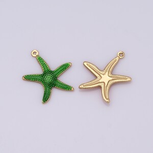 Enamel Starfish Pendant, 18K Gold Filled Ocean Charms, DIY Jewelry Making Findings，21.8x20.6x2 ...
