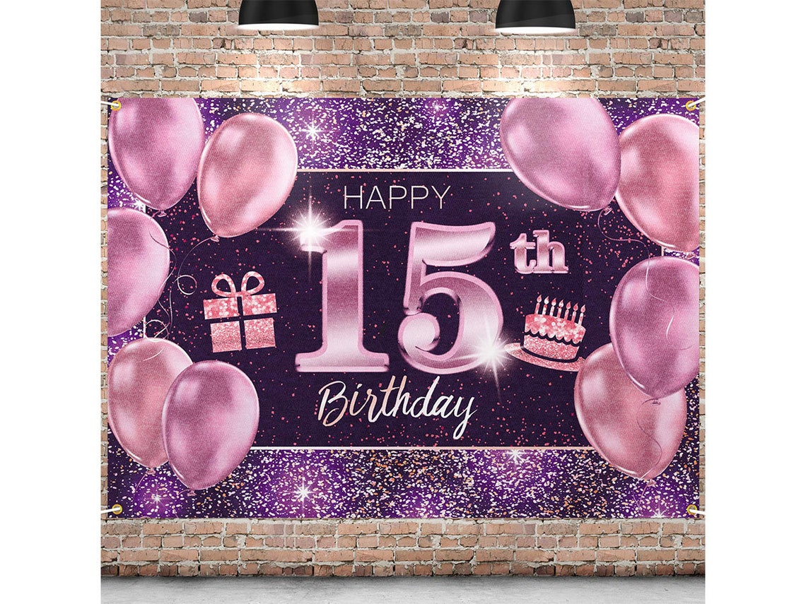 PAKBOOM Happy 15th Birthday Banner Backdrop 15 Birthday - Etsy