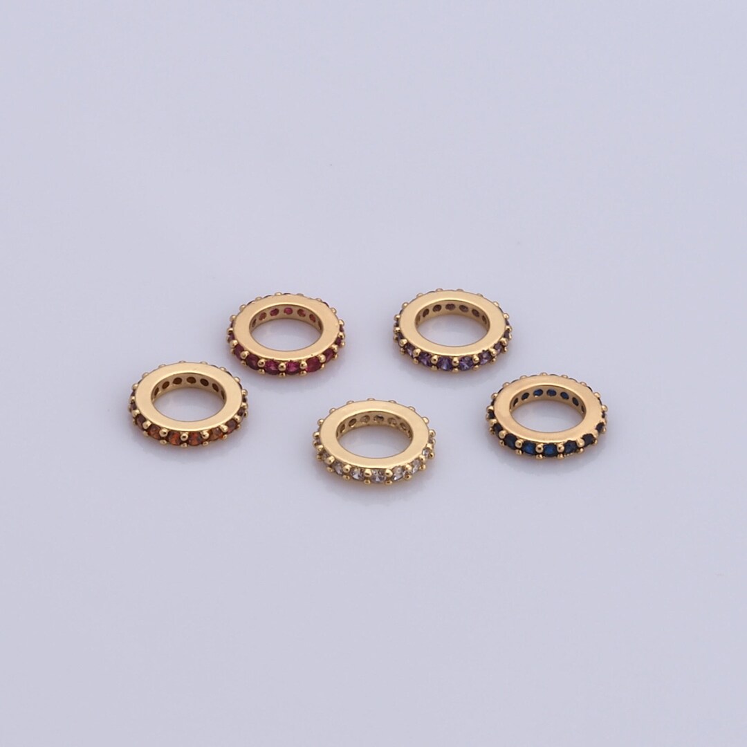Micropave Zirconia Circle Spacer Beads, 18k Gold Filled Large Hole ...