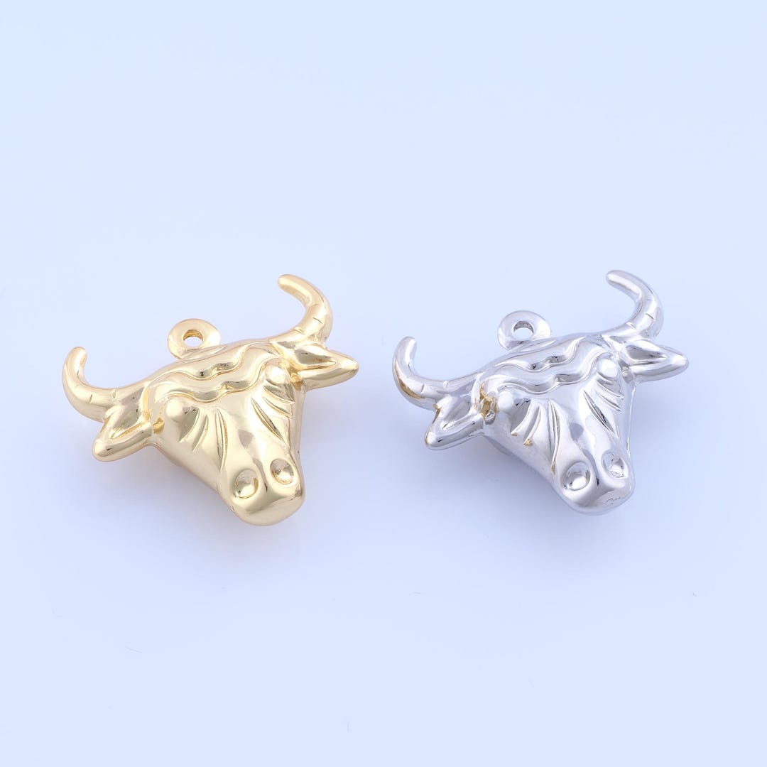 Gold Cow Head Pendant, 18K Gold Filled Cow Head Charms,cow Head Charms ...