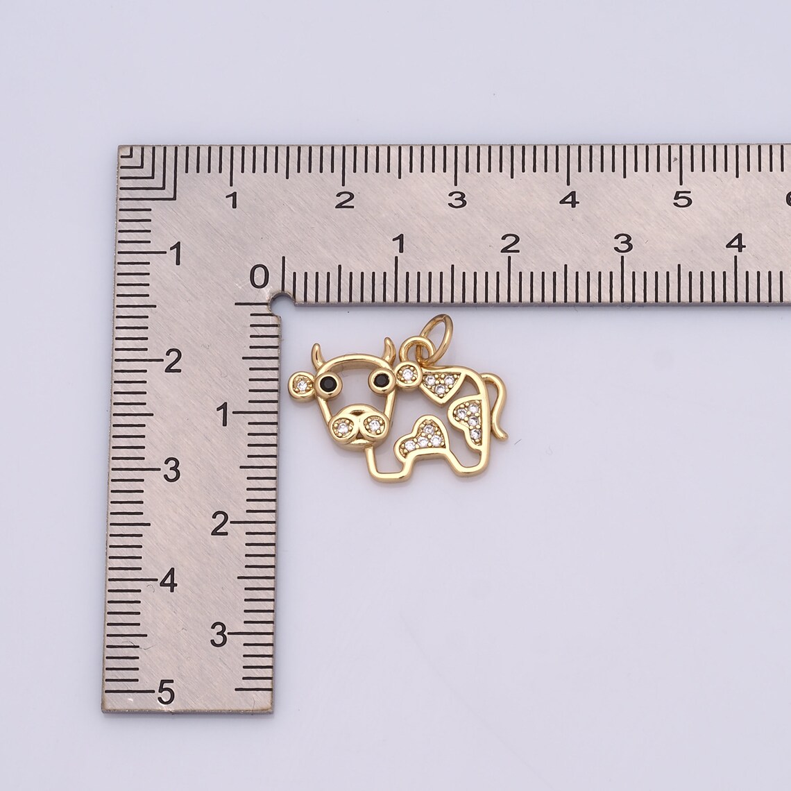 Micropave Zirconia Cow Pendant, 18K Gold Filled Animal Charms, Cow ...