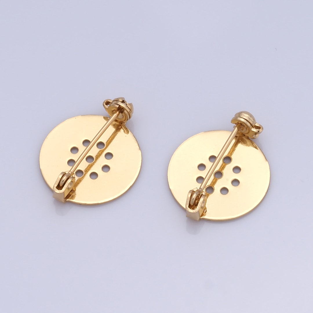 5 Pcs，round Brooch, 18K Gold Filled Swivel Lock Badge, Multi-hole ...