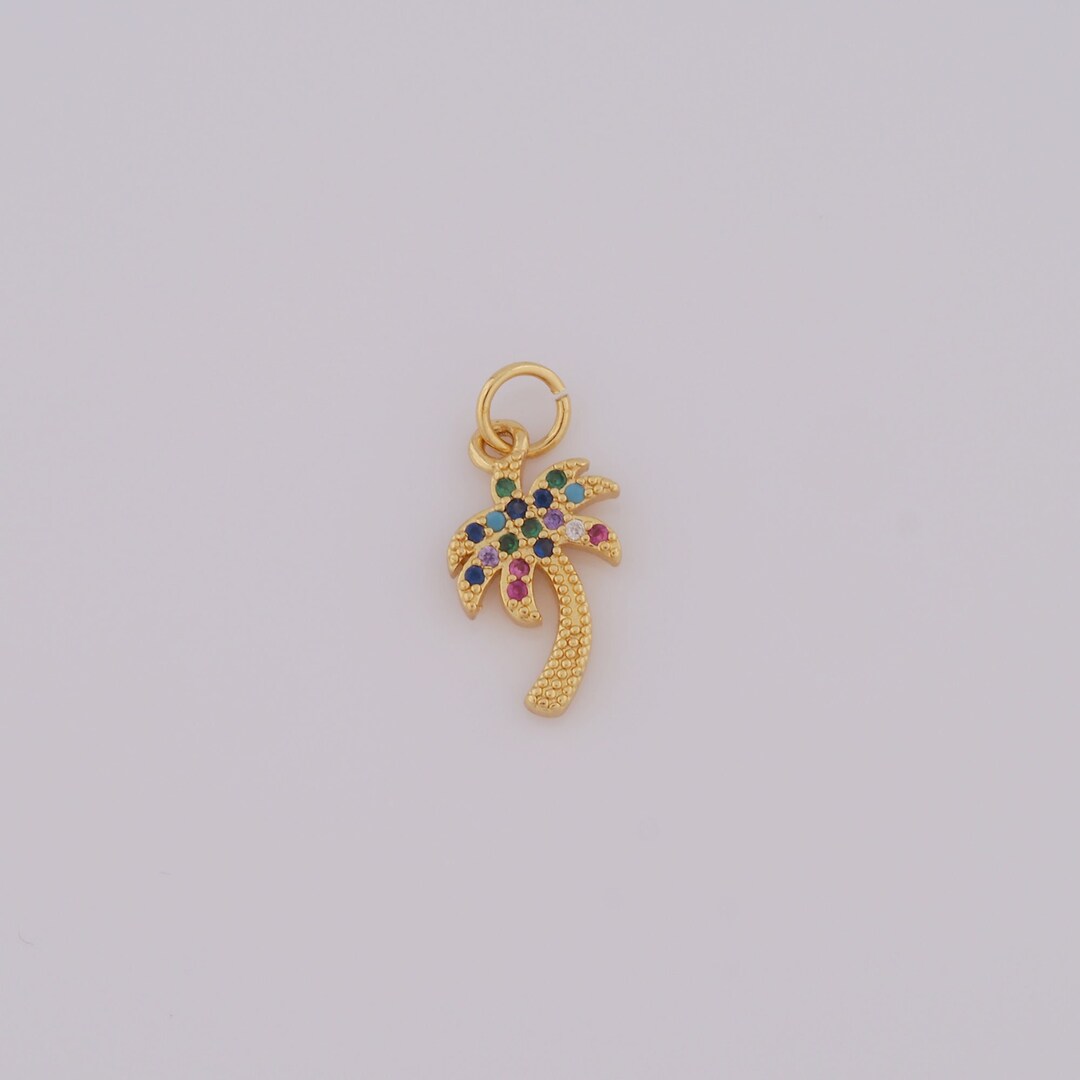 Gold Coconut Tree Pendant,18k Gold Filled CZ Coconut Tree Charms ...