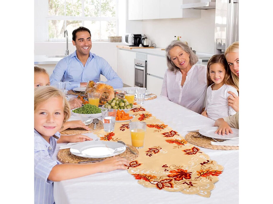 15 X 67 Inch Embroidered Maple Leaves Table Runner Handmade - Etsy