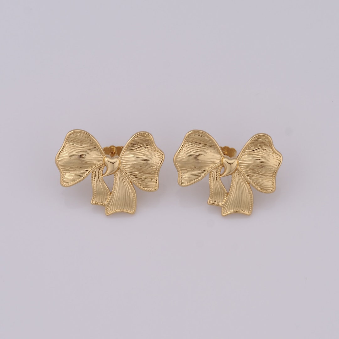 Gold Bow Earrings, 18K Gold Filled Fashion Earrings, Women's Earrings ...
