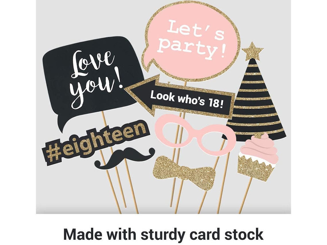 Fully Assembled 18th Birthday Photo Booth Props 30 Piece Box Etsy