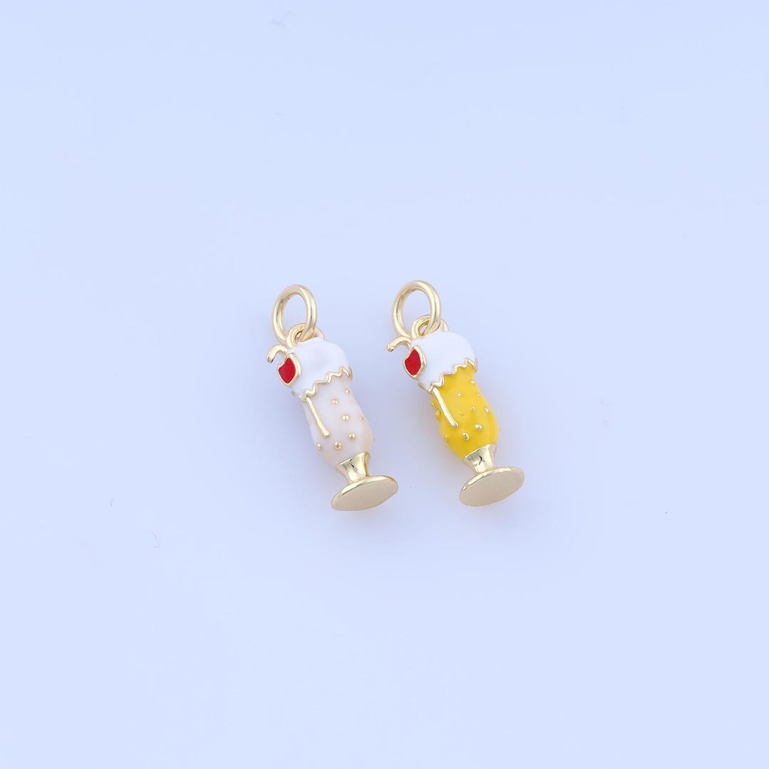 Gold Goblet Pendant, 18K Gold Filled Wine Glass Charms,enamel Goblet ...