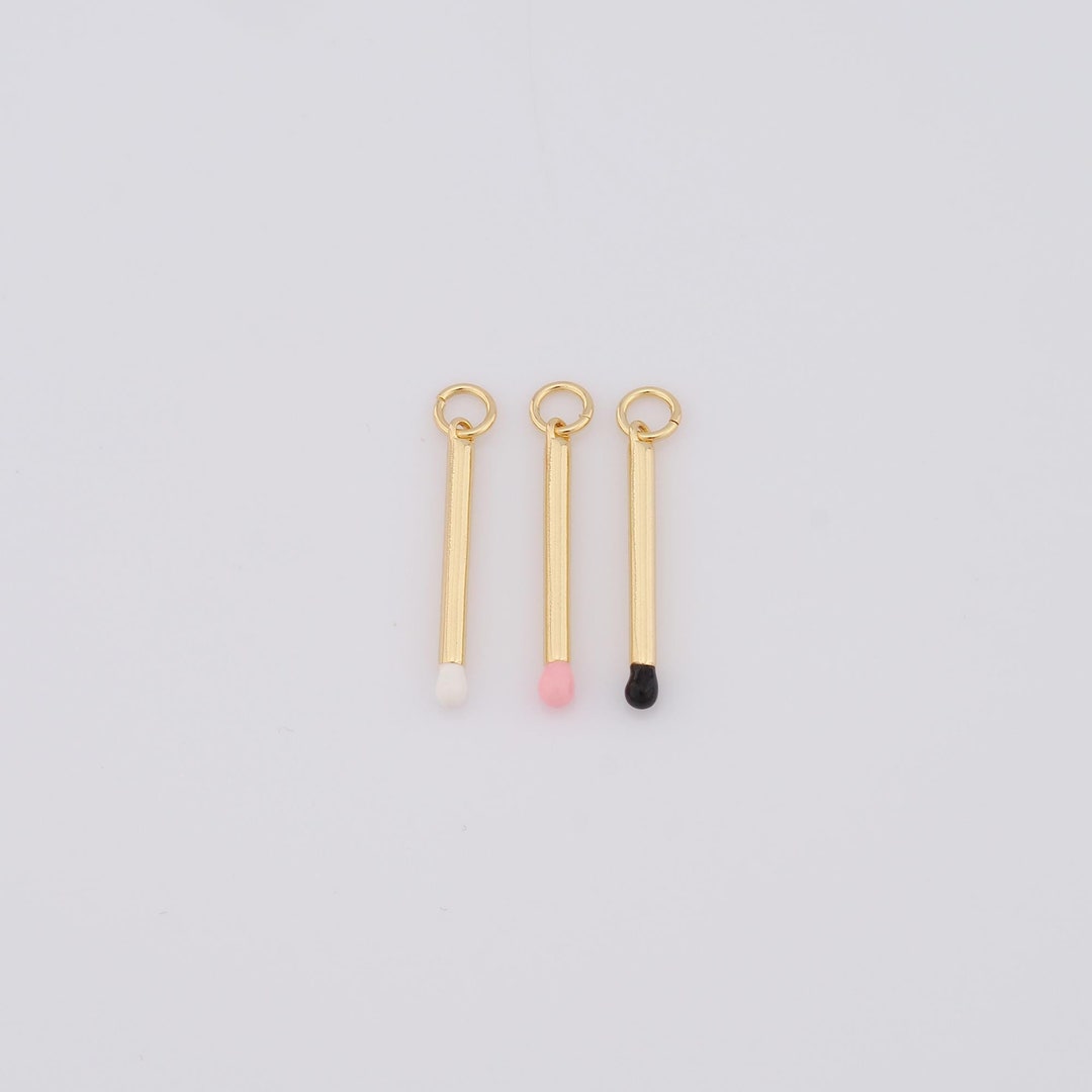 Gold Match Pendant, 18K Gold Filled Match Charms, Enameled Charms, DIY ...