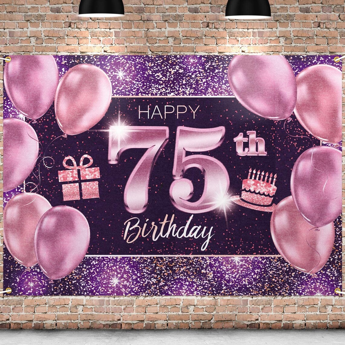 Happy 75th Birthday Backdrop Pink Photo Background Banner 75 Etsy UK