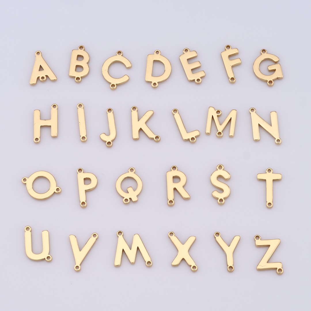 Alphabet Connectors, 18K Gold Filled Initial Charms for Bracelet and ...