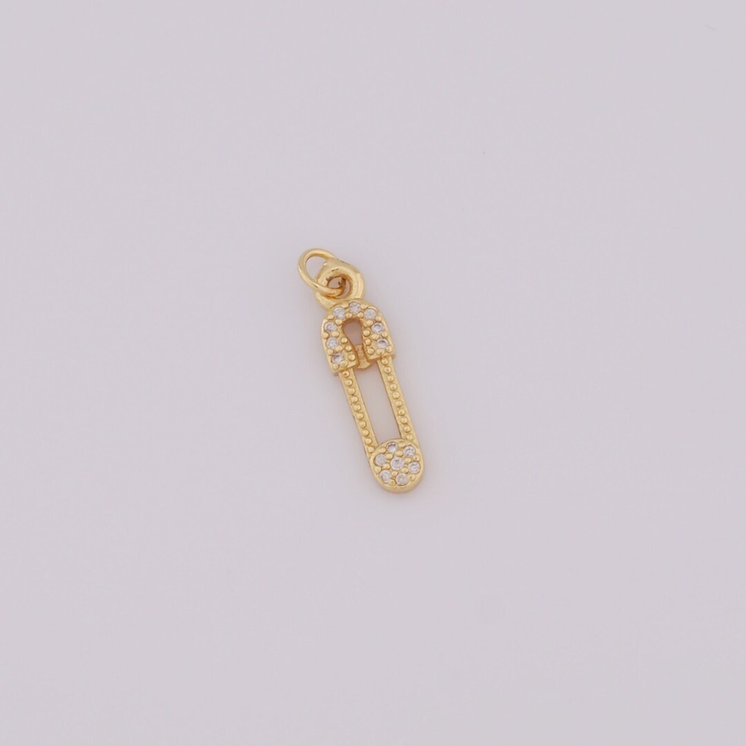 Gold CZ Paper Clip Pendant, 18K Gold Filled Paper Clip Charms,paper ...