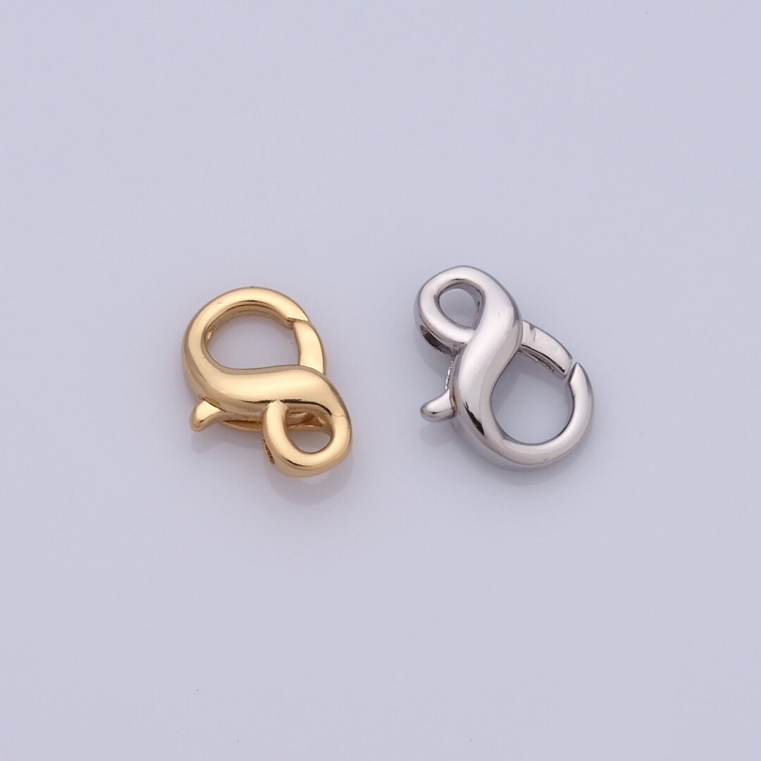 Silver Figure 8 Spring Clasp, 18K Gold Filled Lobster Clasp, DIY ...