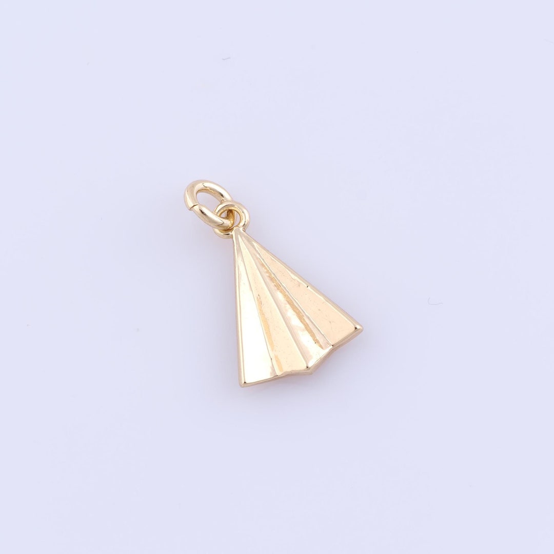 Gold Paper Airplane Pendant, 18K Gold Filled Flying Charms, DIY Jewelry ...