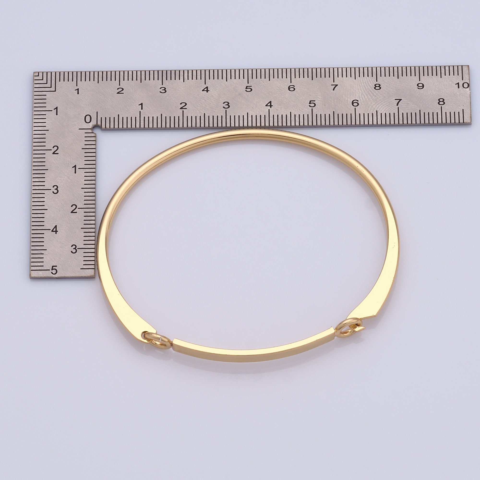 Gold Open Bangle, 18K Gold Filled Clasp Bangle, Stretch Bangle, Gift ...