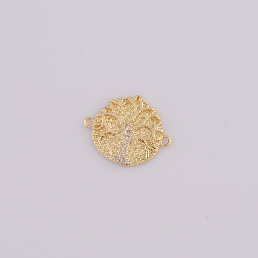 Gold CZ Tree of Life Connector, 18K Gold Filled Tree Connector,tree ...