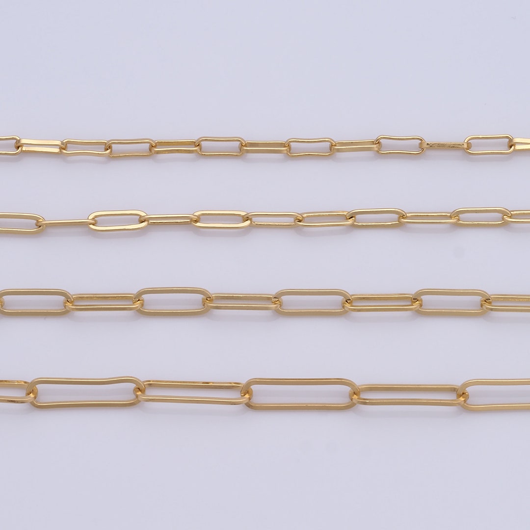 Golden Paper Clip Chains, 18K Gold Filled Oval Chains for Necklace ...