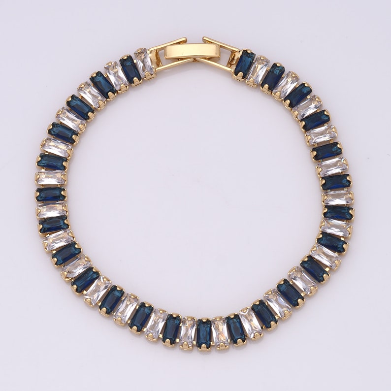 Micro Pave Zirconia Square Bracelet, 18K Gold Tennis Bracelet,filled ...