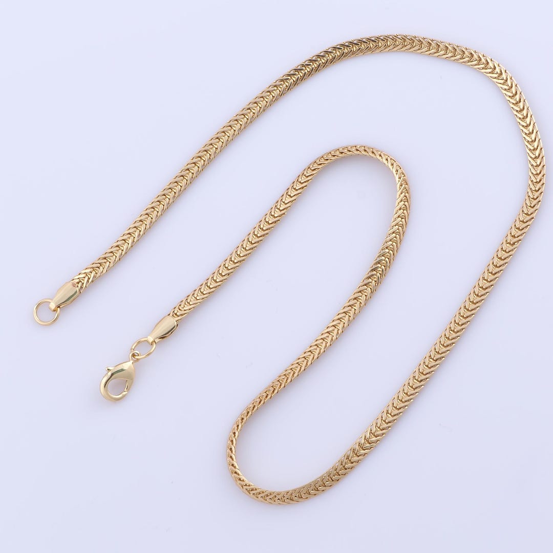 Gold Foxtail Necklace,18k Gold Filled Snake Bone Necklace, Gift for Her ...